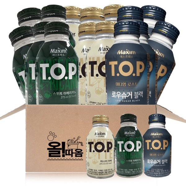 동서음료 맥심 티오피(TOP) 스위트아메리카노 275ml 6개+마스터라떼 275ml 6개+로우슈거블랙 275ml 6개 - SSG.COM