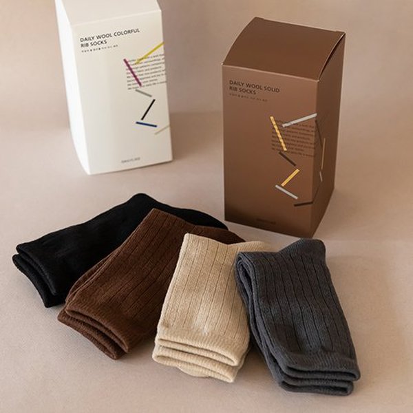 데일리 울 솔리드 리브 삭스 우먼 4P - SSG.COM