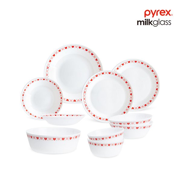 파이렉스 밀크글라스 하트 2인 10P - SSG.COM