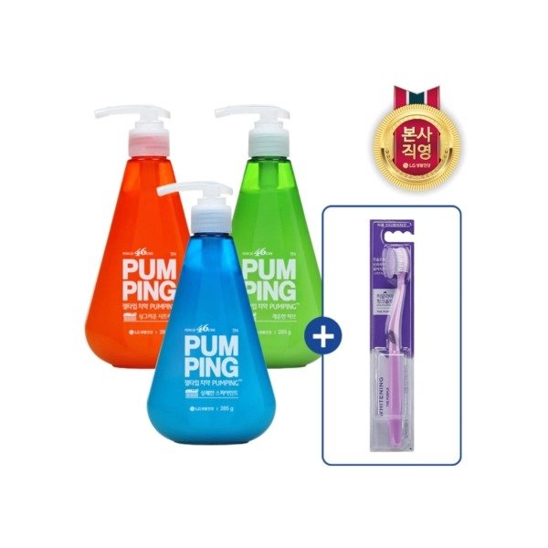 페리오 펌핑치약 285G x 3개 (3종 택1)(+ 화이트닝 칫솔 1입 ) - SSG.COM