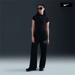 [나이키코리아공식]여성 나이키 클럽 미드라이즈 그래픽 와이드 레그 팬츠 HJ0870-010 - SSG.COM