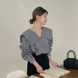 핫핑 [MADE] 로샤 세일러카라 체크 블라우스[44~110] H_BLO3118, 믿고 사는 즐거움 SSG.COM