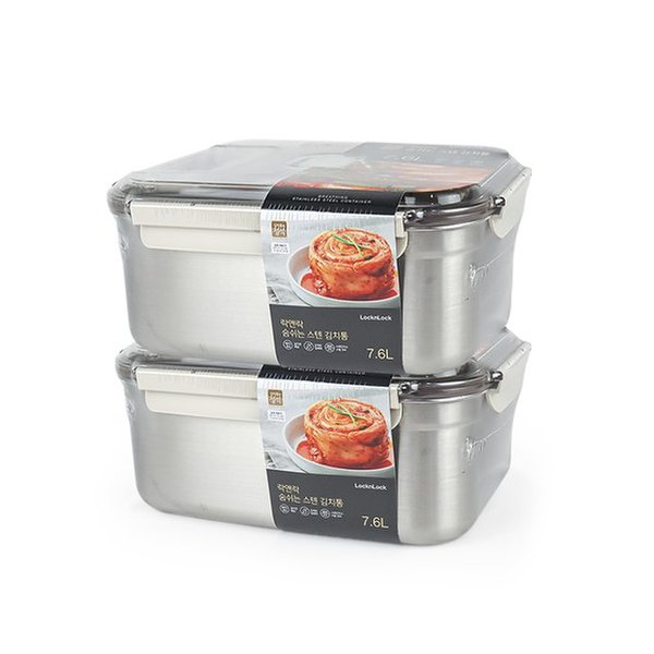 락앤락 숨쉬는 스텐 김치통 직사각 7.6L x 2개 - SSG.COM