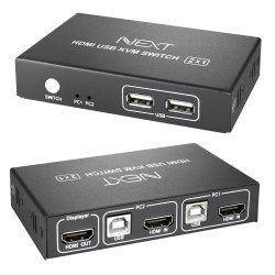 넥스트 2x1 HDMI USB UHD 4K 무전원 KVM 스위치 2대 PC 제어 NEXT-7102KVM-4K - SSG.COM
