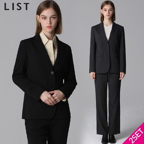 2SET [리스트(LIST)] 베이직 투버튼 재킷+스트레이트 셋업 팬츠 2종세트 (택가격:426000원) - SSG.COM