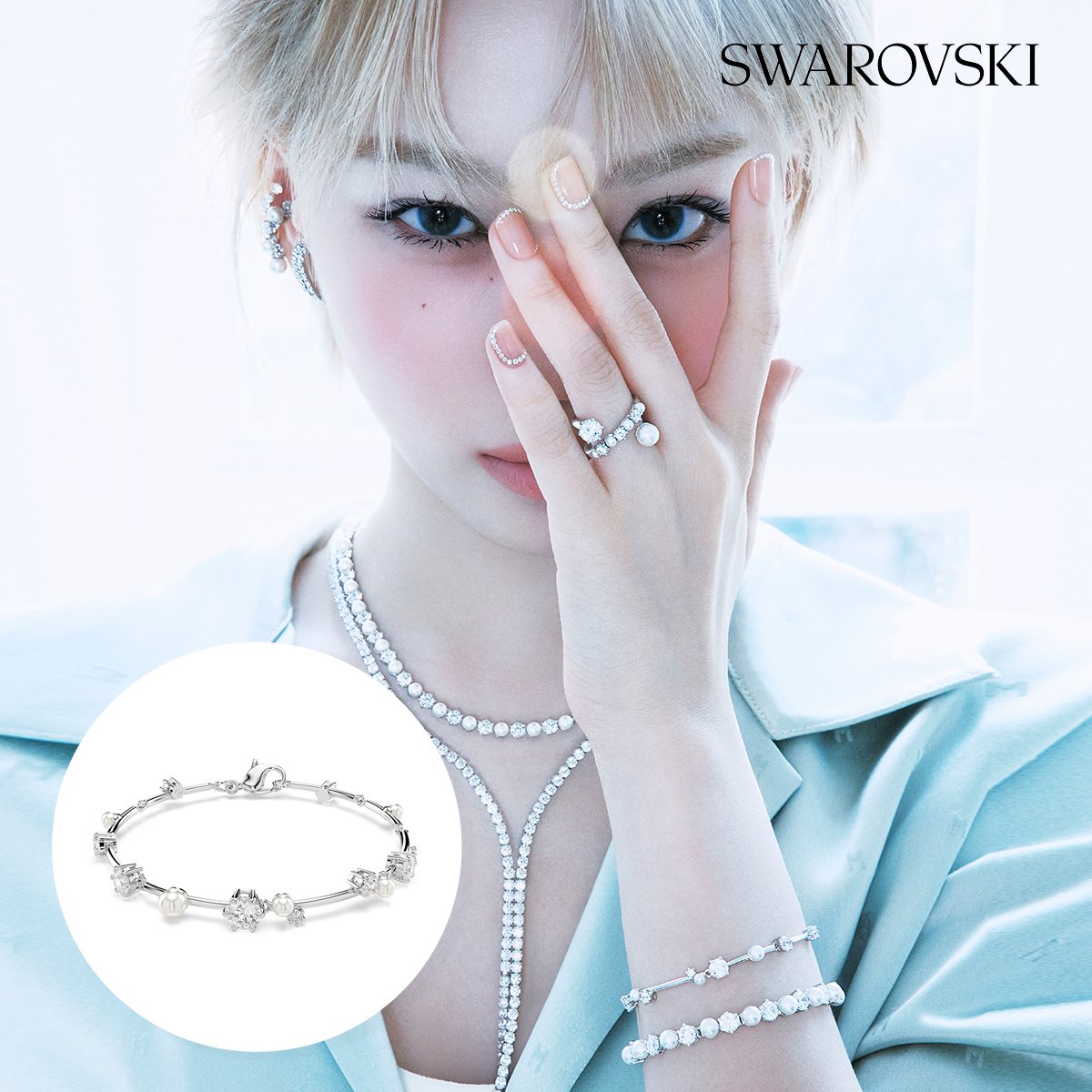 [본사정품/쇼핑백증정] Constella Tennis 로듐 크리스털 펄 팔찌M 5707511 - SSG.COM