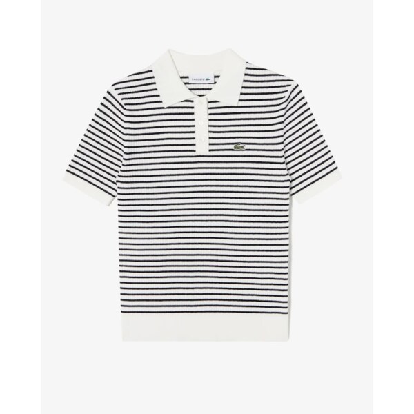 (라코스테제습제증정)(여성) 25SS 케이블 반팔 폴로 스웨터 PF597E-55G 166 (네이비) - SSG.COM