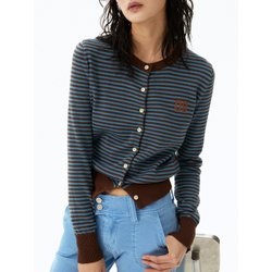 Washable Stripe Cotton Cardigan (Brown) - SSG.COM