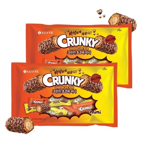롯데제과 크런키 초코바 미니 285g x 2봉 / 간식 과자 대용량 - SSG.COM