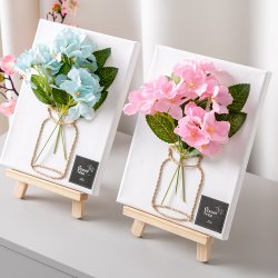 수국 조화 꽃 캔버스 액자 이젤 라인 Aset 29cm 2컬러 인테리어 테이블 장식 소품 꾸미기 - SSG.COM