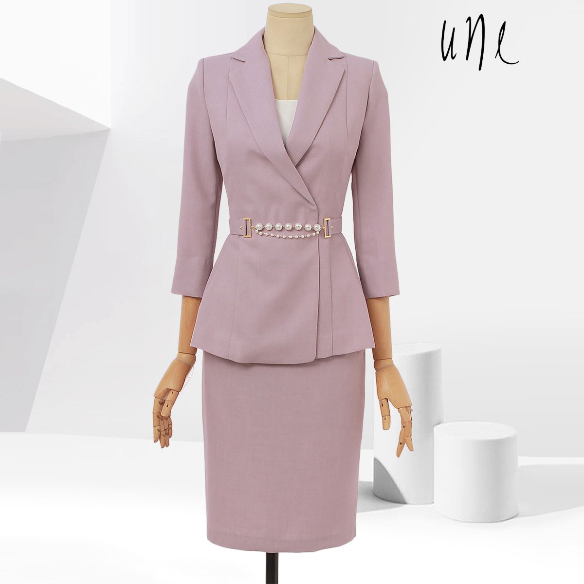 윈(une) [SET][77까지][진주벨트]린넨터치클래식자켓+스커트SET - SSG.COM