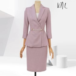 윈(une) [SET][77까지][진주벨트]린넨터치클래식자켓+스커트SET - SSG.COM