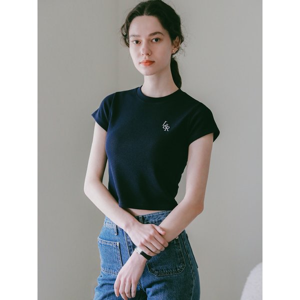 L&R Slim Crop T-Shirt Navy - SSG.COM