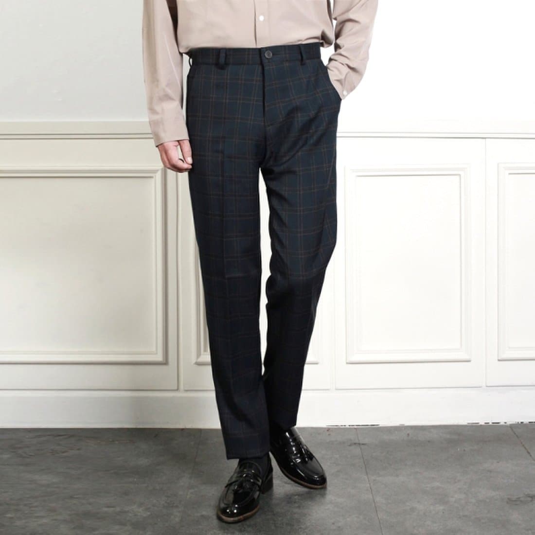 프랭키뉴욕 남자 고급 체크 일자 스판 슬랙스 링클프리 정장바지 Hepa671 믿고 사는 즐거움 Ssgcom