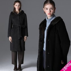 [르오트(LeOT)] 천연머스크렛 후드퍼 벨티드 알파카 롱 울코트 - SSG.COM