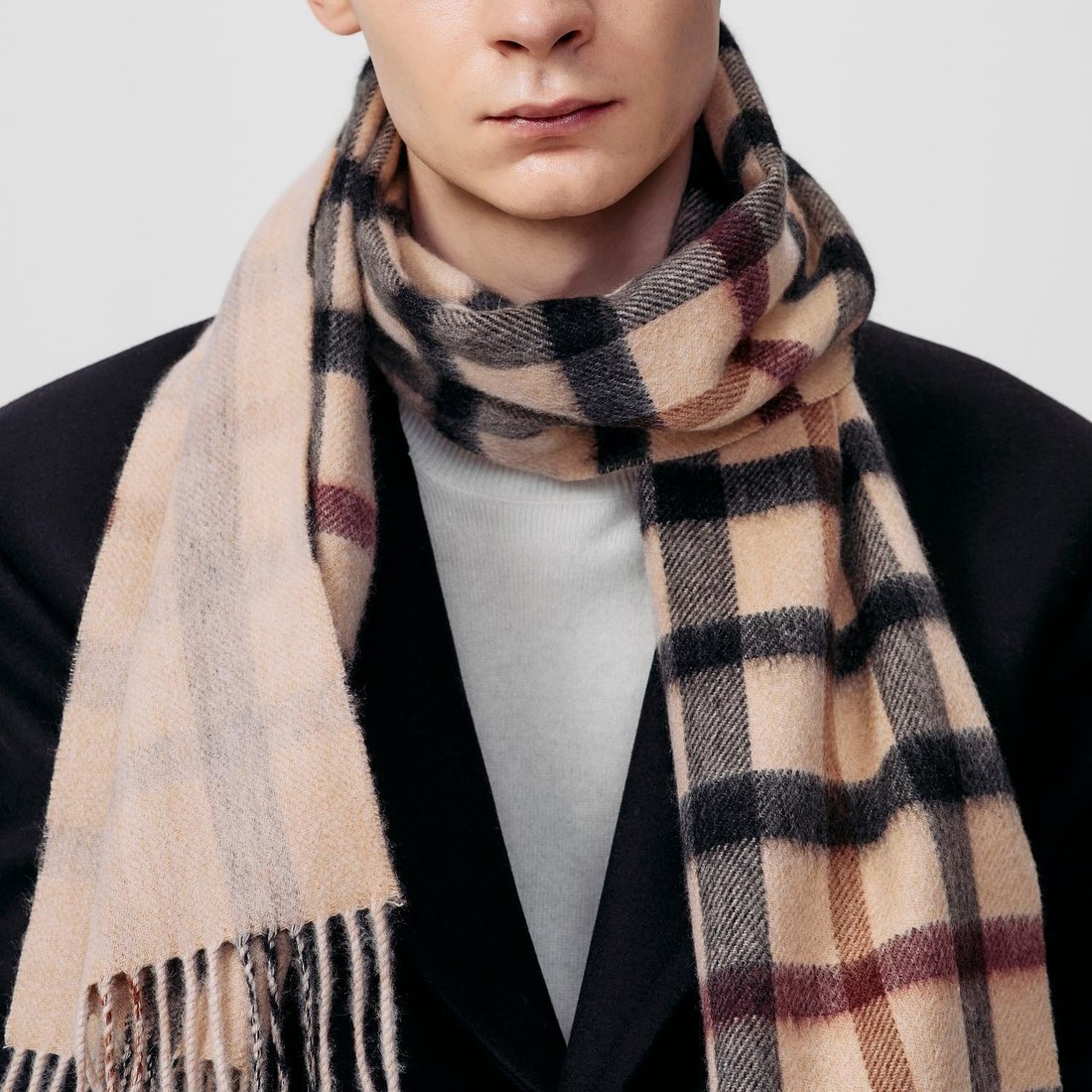 DBMU3F801W2[DAKS MUFFLER][BASIC]남녀공용 브라운 체크 캐시미어100% 양면 머플러, 믿고 사는 즐거움 SSG.COM