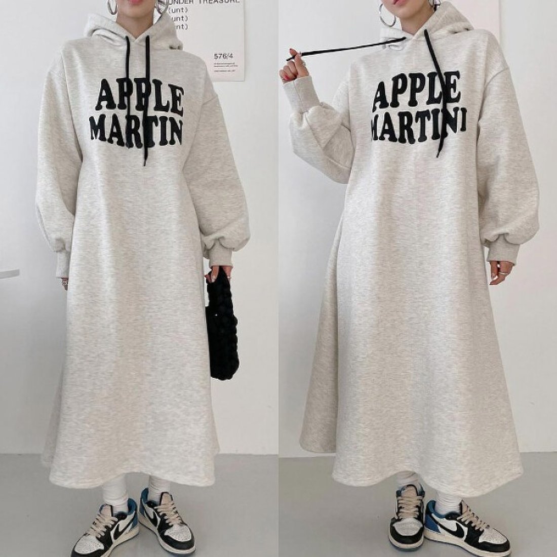 쉬즈미 / 레터링 플레어 후드 롱원피스 빅사이즈 (OPS-994), 믿고 사는 즐거움 SSG.COM