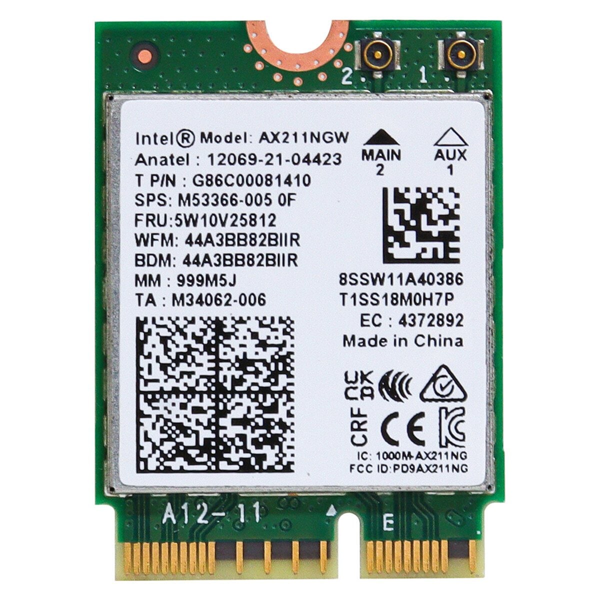 인텔 AX211NGW 무선랜카드 Wi-Fi 6E (802.11ax) 블루투스 5.3 지원 인텔 12세대 13세대 14 세대 ...