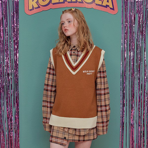 (TS-18534) V NECK BACK ROLA KNIT VEST CAMEL - SSG.COM