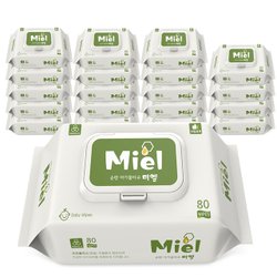 미엘 화이트 물티슈 80매 캡형 20팩 엠보싱 평량 55g 도톰 대용량 - SSG.COM