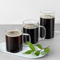 미르 내열유리 머그 250ml 350ml 500ml 홈카페 가벼운 일자형 손잡이 유리컵 (3sizes) - SSG.COM