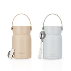 텀스 라운드 핸들 푸드자 710ml+접이식 숟가락 세트 보온도시락 보온죽통 - SSG.COM