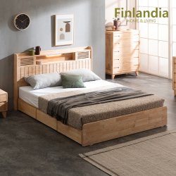 핀란디아 네이쳐 R100 수납LED 침대 Q(퀸)+40T라텍스독립매트리스 - SSG.COM