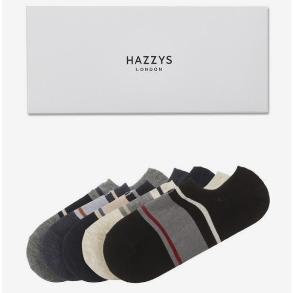 [HAZZYS] 네이비 라인배색 면혼방 덧신양말5종세트 HJSS5E200WT - SSG.COM