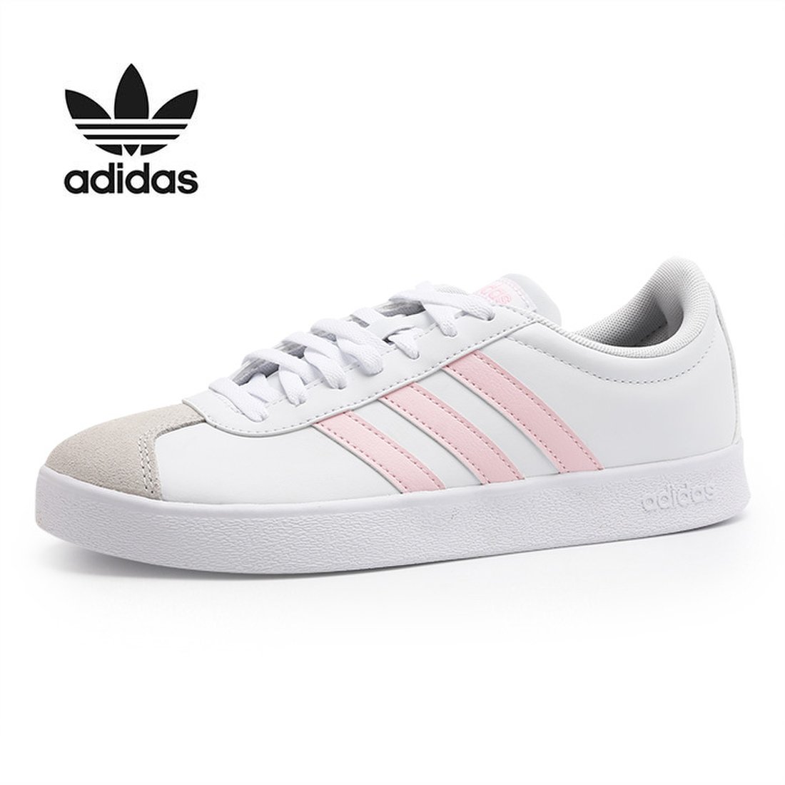 아디다스 우먼스 VL 코트 베이스 스니커즈 화이트 핑크 (ID3717)(size230-250), 신세계몰