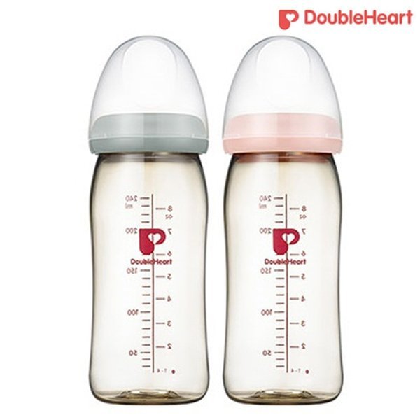 더블하트 모유실감 ppsu 노꼭지젖병 트윈팩240ml (그레이 핑크) - SSG.COM