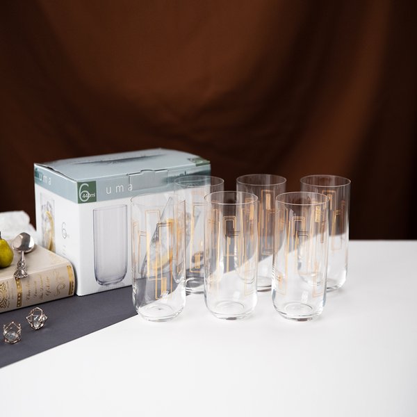 크리스탈렉스 우마 스크린 프린티드 워터글라스 440ml 6p세트 W476 - SSG.COM