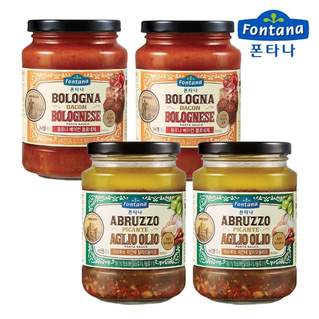 폰타나 베이컨 볼로네제 430g 2개+피칸테 알리오올리오 430g 2개/파스타소스, 믿고 사는 즐거움 SSG.COM