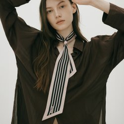 Long Twilly Silk Scarf - Stripe Soft Pink/Black - SSG.COM