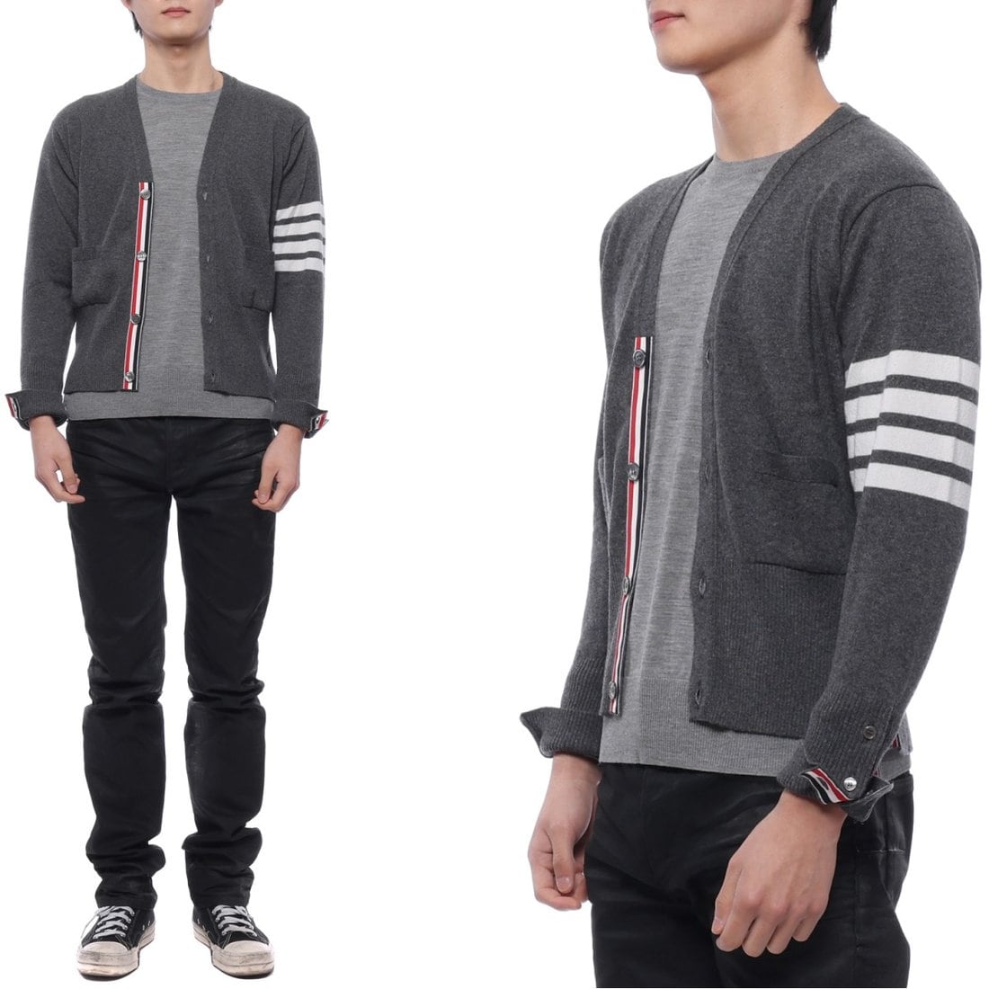 [톰브라운] 23FW 남성 사선 캐시미어 브이넥 가디건 (MKC001A 00011 038 23F), 믿고 사는 즐거움 SSG.COM