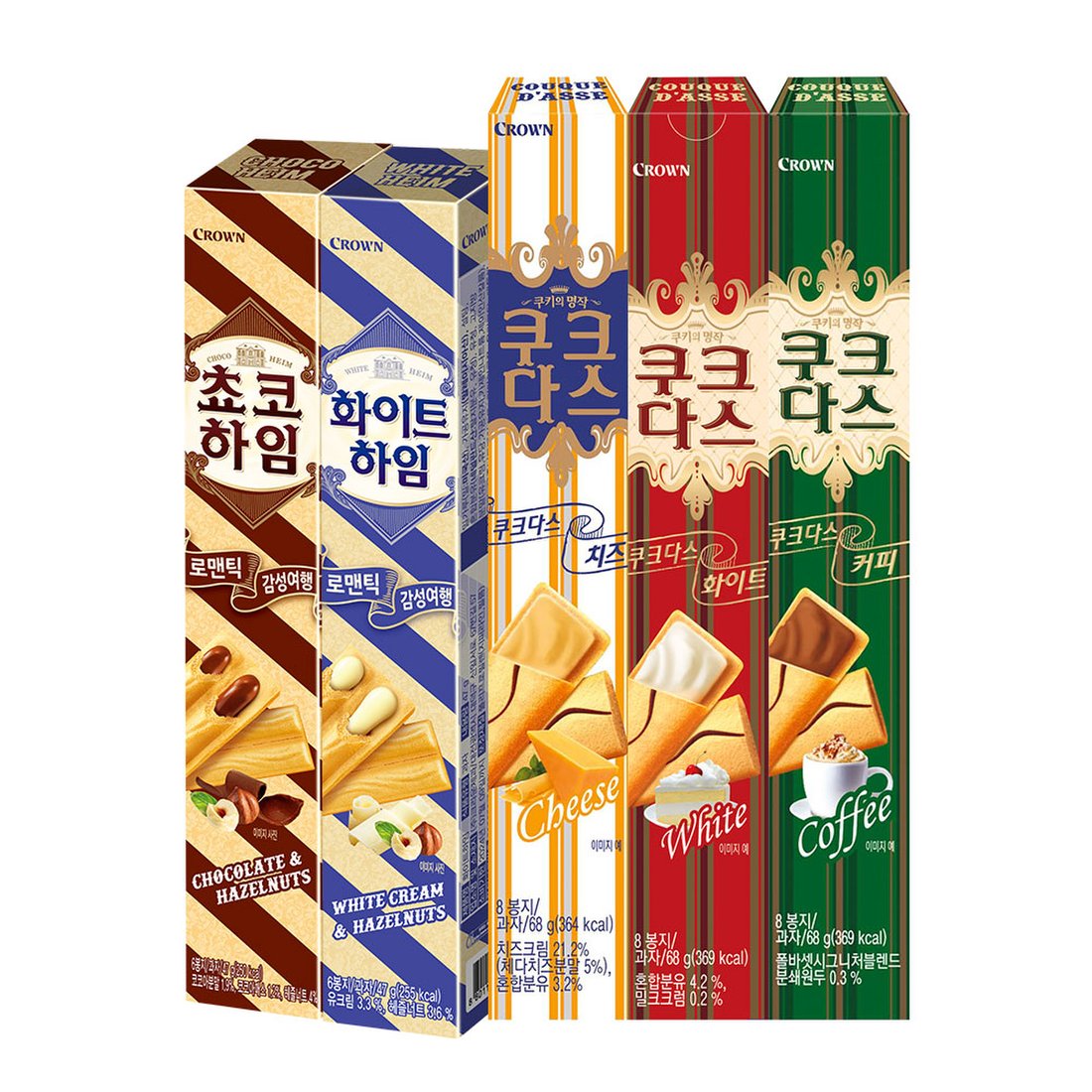 크라운 롱 스틱과자 세트 총 10개 화이트하임초코하임쿠크다스화이트쿠크다스커피쿠크다스치즈 각 2개 믿고 사는 즐거움 Ssgcom