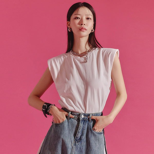 [딘트] E2466 아트 베이직 패드 슬리브리스 탑/화이트 - SSG.COM