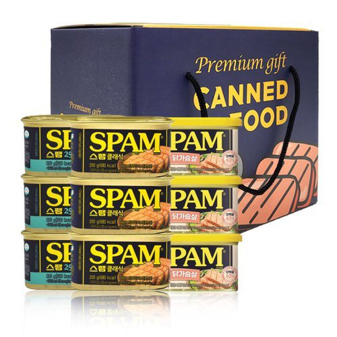올따옴 프리미엄 통조림햄 선물세트 (스팸 클래식 200g 3개+마일드 200g 3개+닭가슴살 200g 3개) 1세트, 믿고 사는 즐거움 SSG.COM