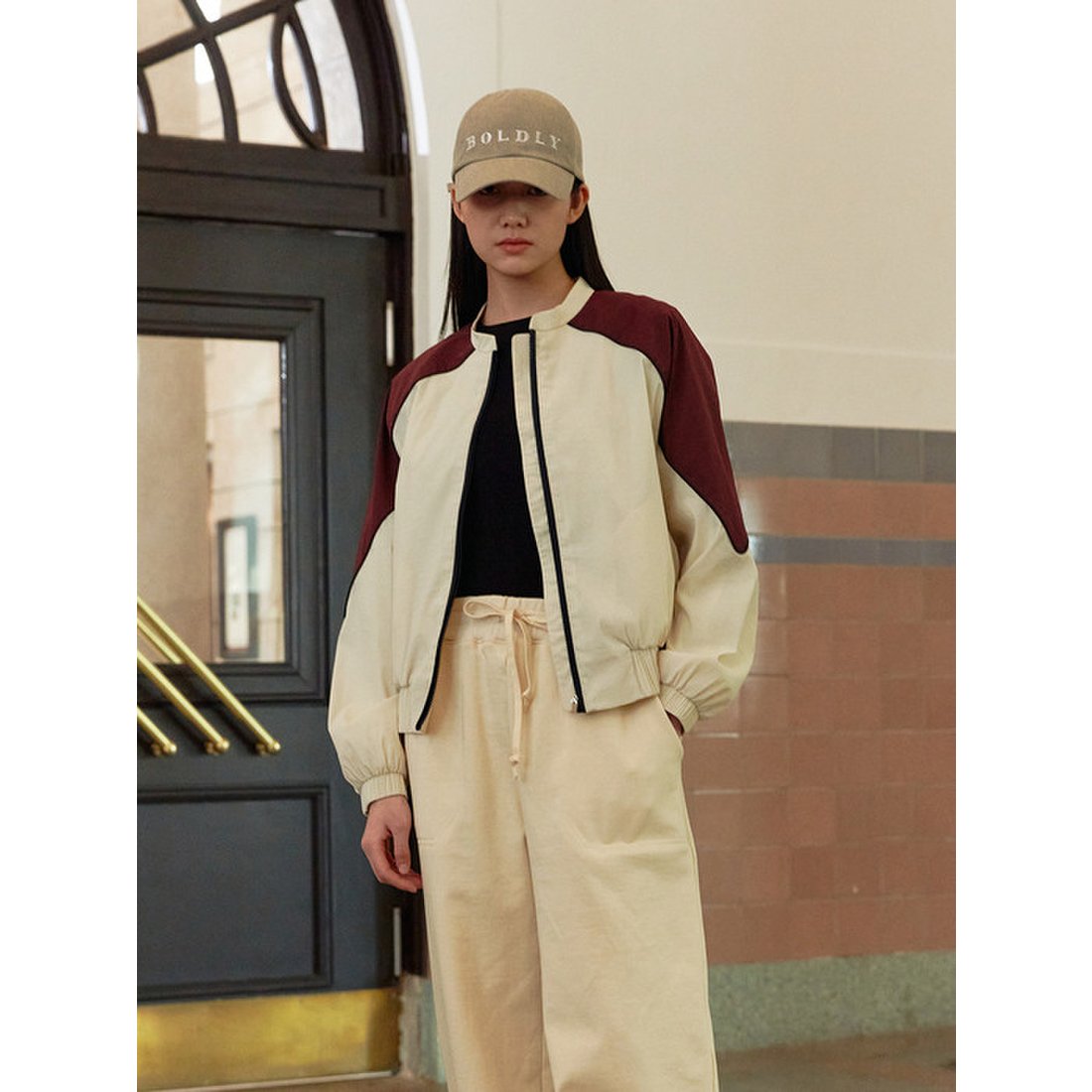 TWS COLOR BLOCK LIGHT BOMBER CREAM & BURGUNDY, 믿고 사는 즐거움 SSG.COM