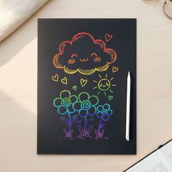 대성문구 스크레치 페이퍼 A4 세트(종이1매 스틱1개)/177055/무도안 나무펜포함 스크래치 - SSG.COM