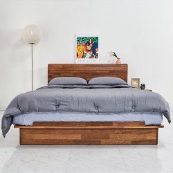 에이제이 더블킹 1700 평상형 라인 LED 침대 멀바우 원목 프레임 - SSG.COM