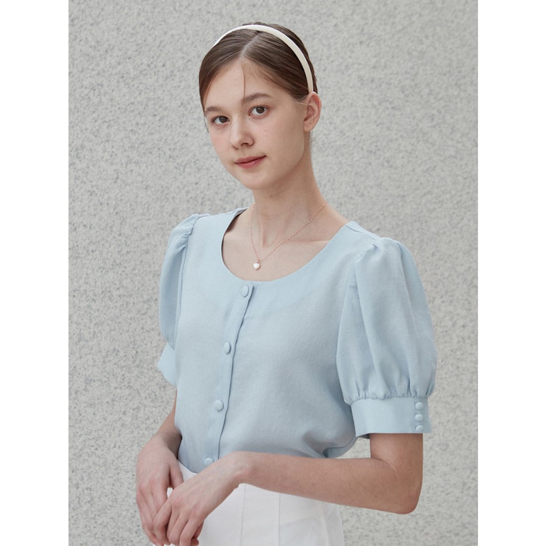 버튼 퍼프 블라우스 소라 j1206, 믿고 사는 즐거움 SSG.COM