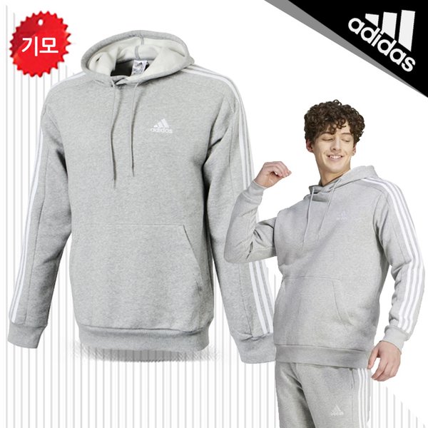 아디다스 에센셜 플리스 3S 후디 긴팔 IJ6474 그레이_신 - SSG.COM