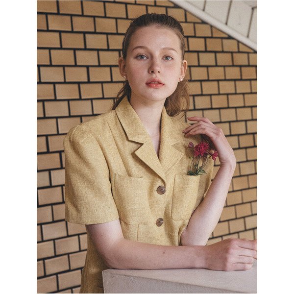 Katherine Half Sleeve Tweed Jacket_Yellow - SSG.COM