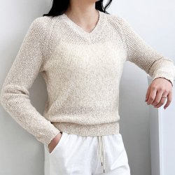 [sado]여성 썸머브이팝콘긴팔니트티봄여름 국내산1017 - SSG.COM