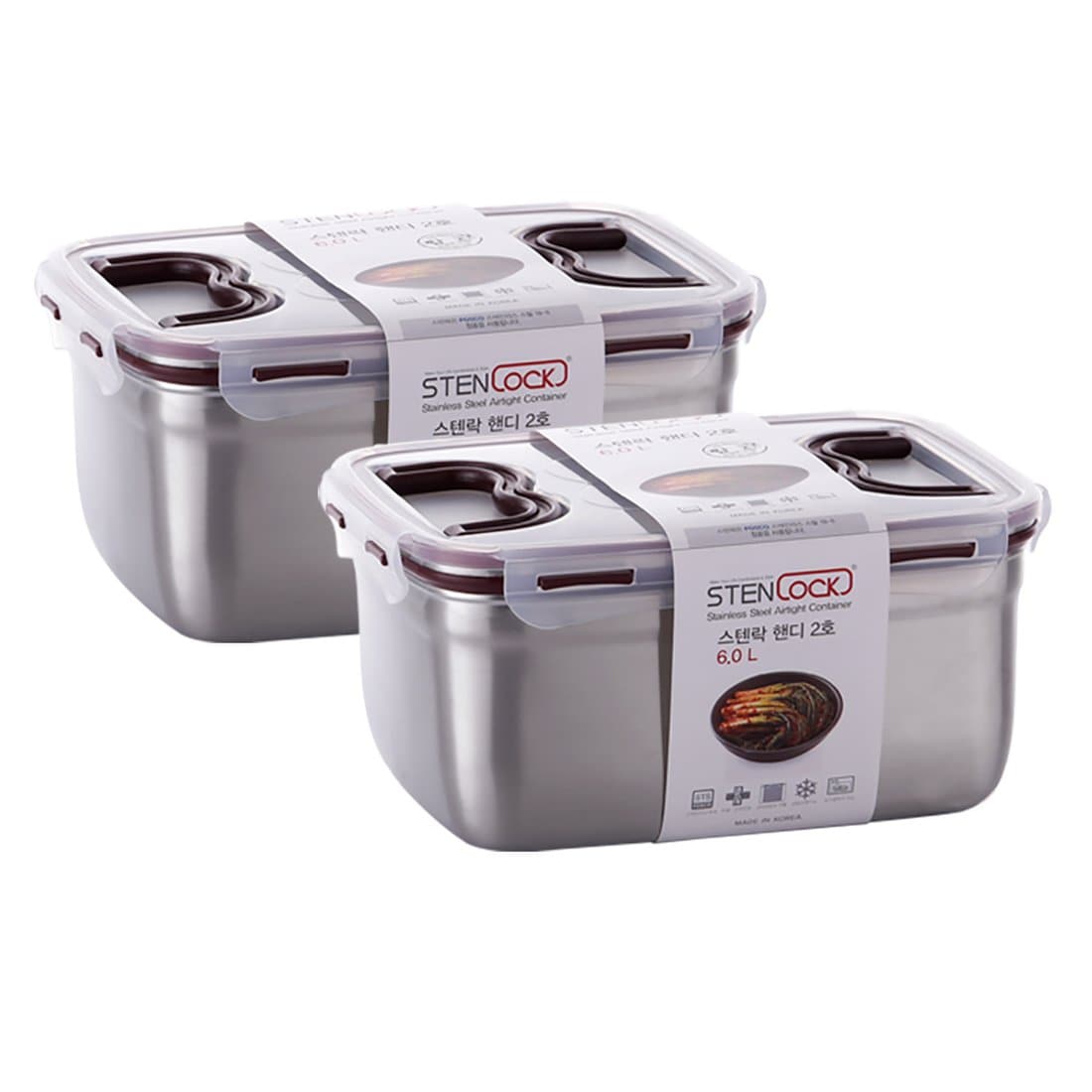 스텐락 클래식 핸디 김치통 2호 6000ml 6.0L 2개세트, 믿고 사는 즐거움 SSG.COM