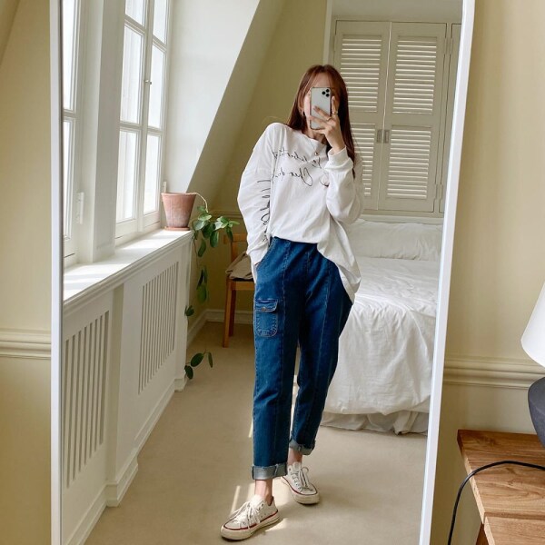 [M7] 여자 FW 주머니 편한 진팬츠 진청색깔 청바지 - SSG.COM