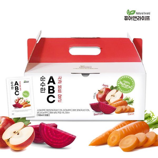 순수한 ABC쥬스 사과 비트 당근즙 100ml 30포 1박 (100ml X 30포 총 3000ml) - SSG.COM