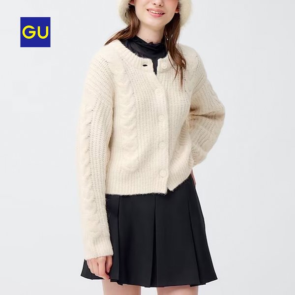 GU 지유 케이블 니트 가디건 내추럴 여성 퍼피 터치 숏 카디건, 믿고 사는 즐거움 SSG.COM