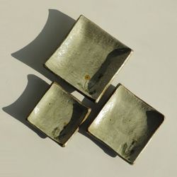 수제 도자기 모리 민들레 사각접시 3size - SSG.COM