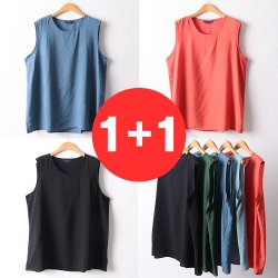 2종set E078 BZ 빅사이즈 인견 린넨 여자 민소매 티 나시 무지 블라우스 - SSG.COM